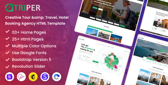 Triper: Creative Tour & Travel, Hotel Booking Agency HTML Template